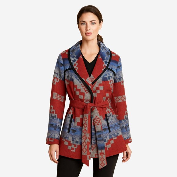Pendleton | Jackets & Coats | Pendleton Red Southwestern Belted Wool ...